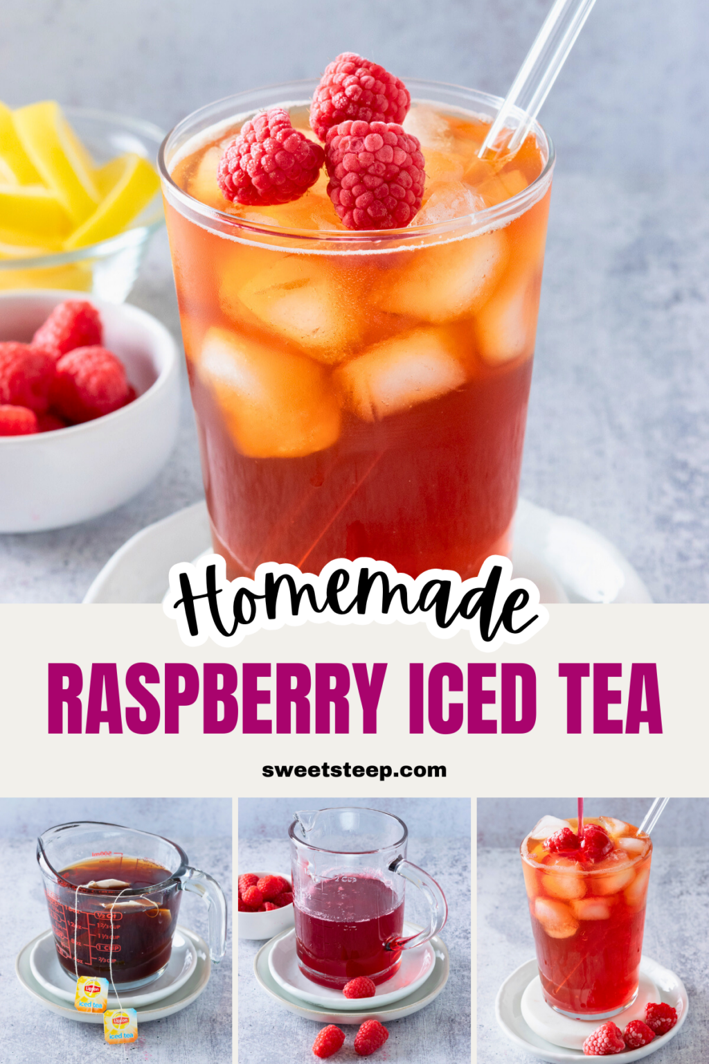 Homemade Raspberry Iced Tea - Sweet Steep